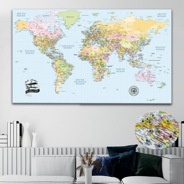 Personalized Push Pin World Maps | Travel Maps | Canvas Art Bay