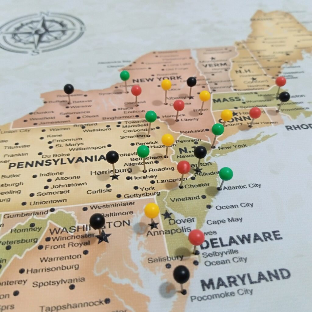 Classic Push Pin USA Map | Personalized US Travel Map with Pins