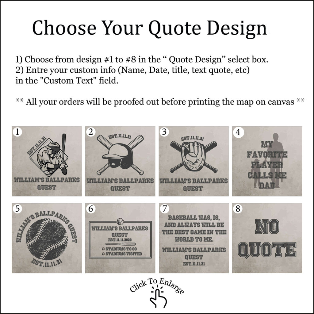 Custom Baseball Stadiums Map | MLB Ballparks Map with Push Pins